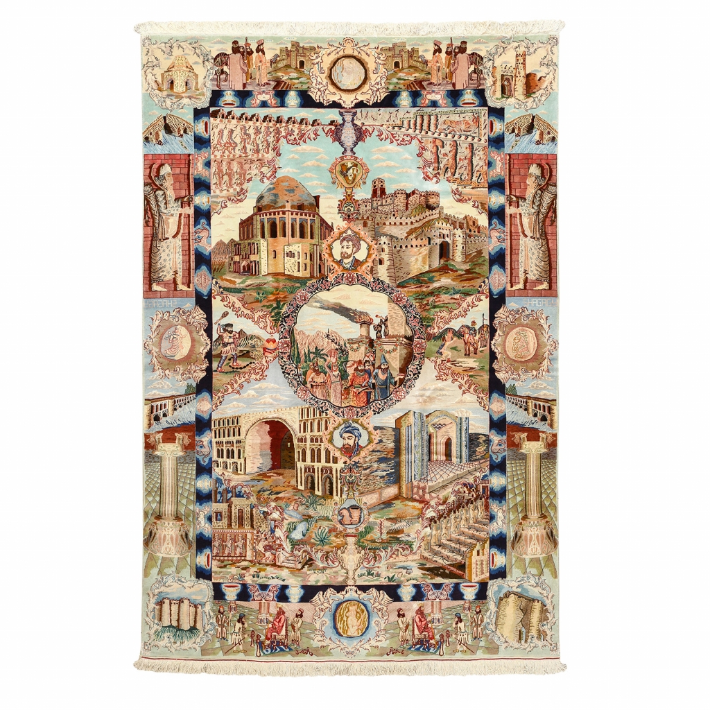 Vintage Tabriz pictorial-8'10 x 5'11-3732 - Damoka