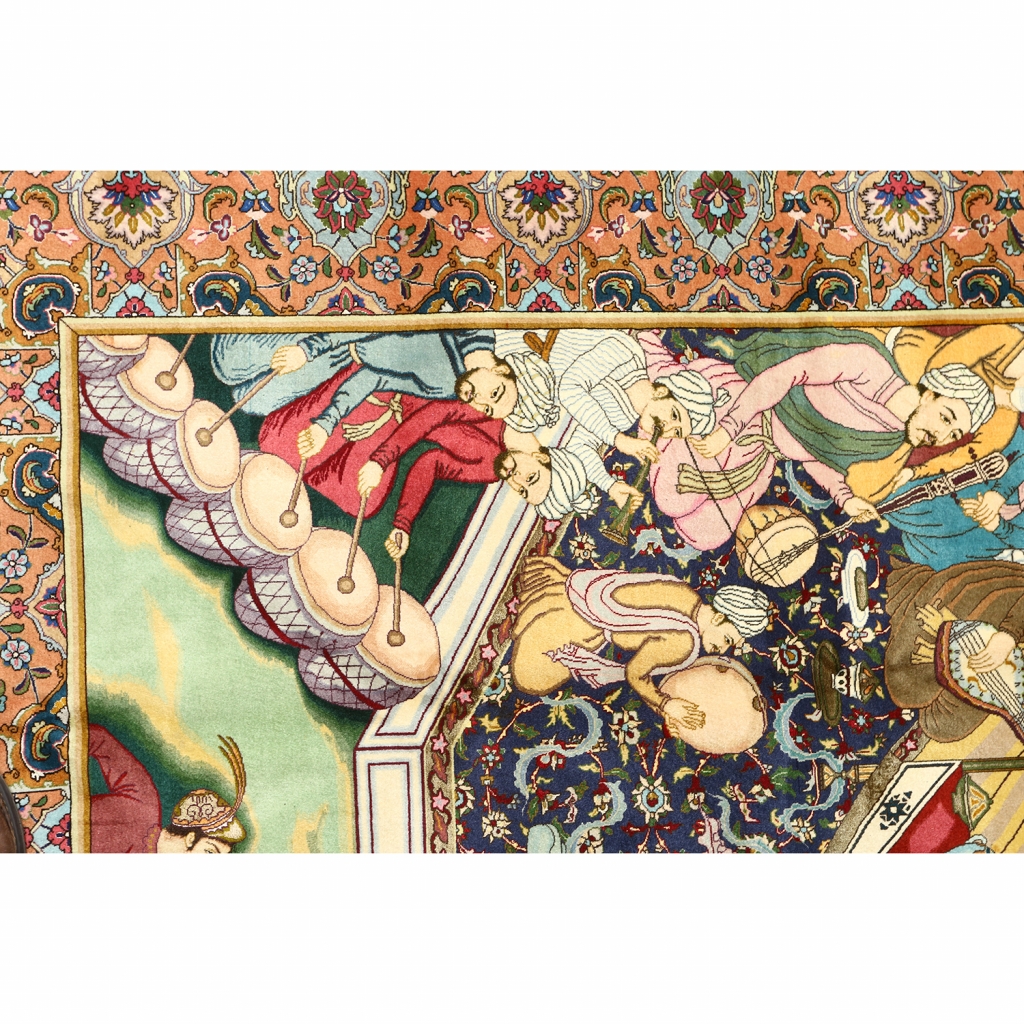 Vintage Tabriz pictorial-9'5 x 6'9-3496 - Damoka